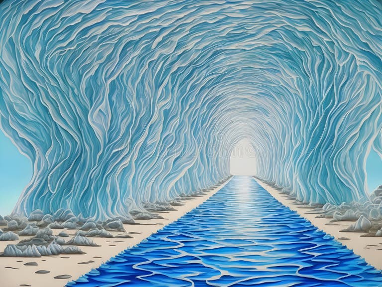 Patterns Trees, River, Blue Color, Watercolor, Impressionism. Stock ...