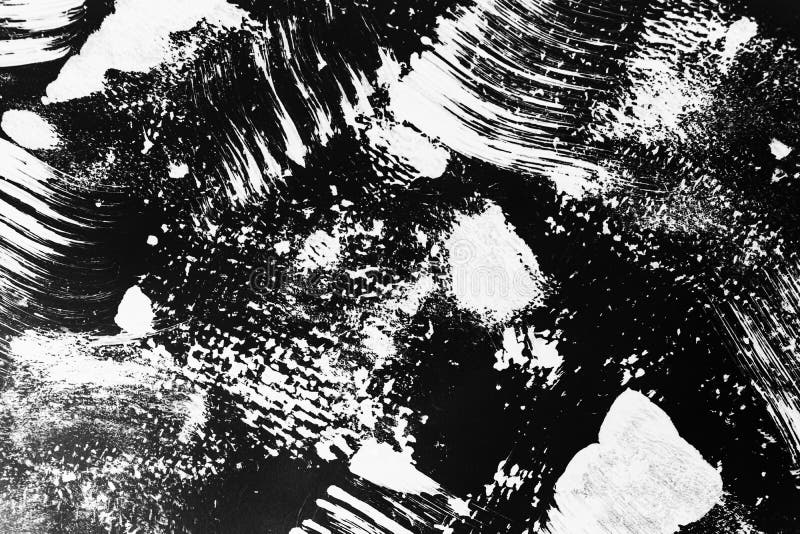 Patterns of White Paint from a Brush on a Black Background Stock ...