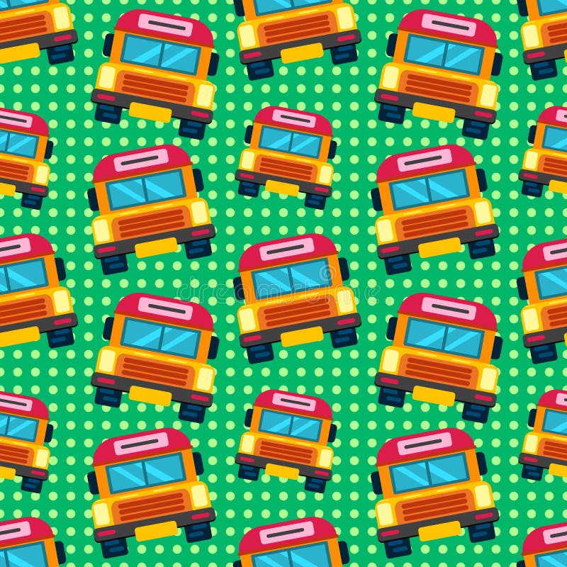 School Bus Seamless Pattern Vector Illustration Stock Illustration ...