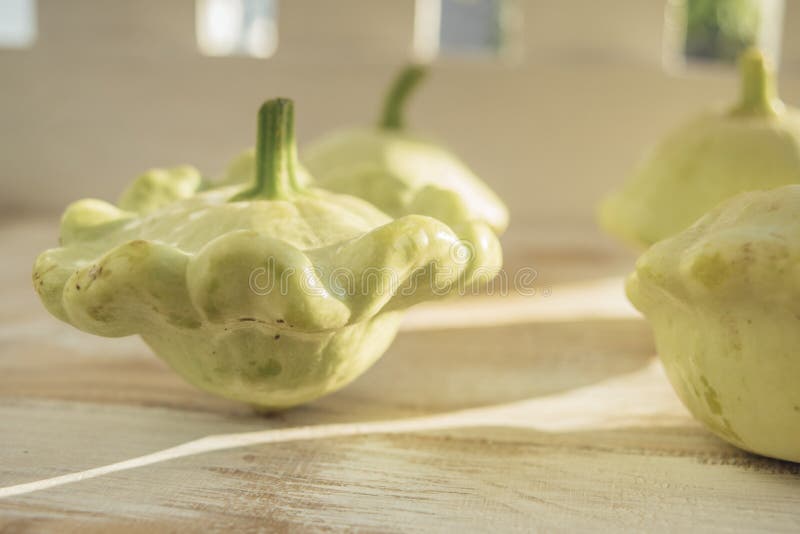 Pattison squash from above stock photo. Image of wooden - 138130348