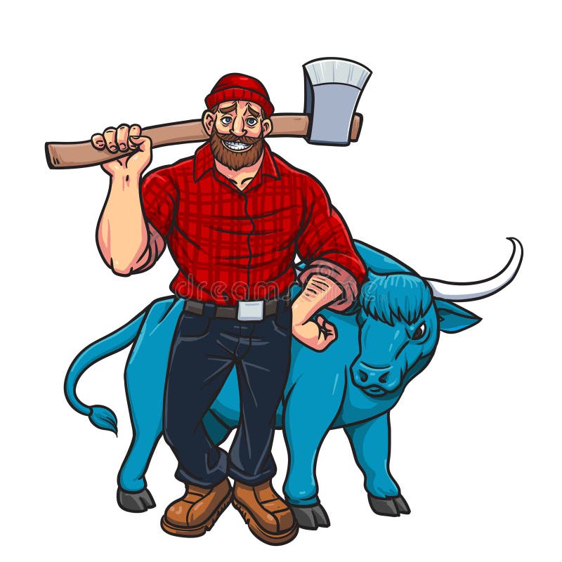 Paul Bunyan and Babe stock vector. Illustration of worker - 385333949