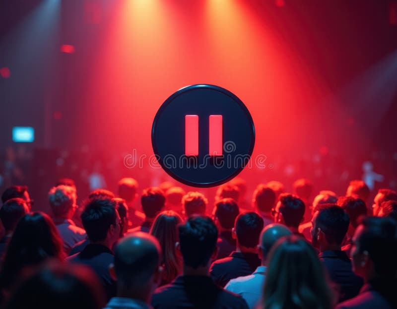 Pause Audience in Red Light Stock Illustration - Illustration of show ...