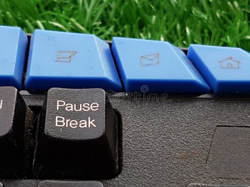 Old Black Computer Keyboard on Decorate Green Artificial Grass Stock ...