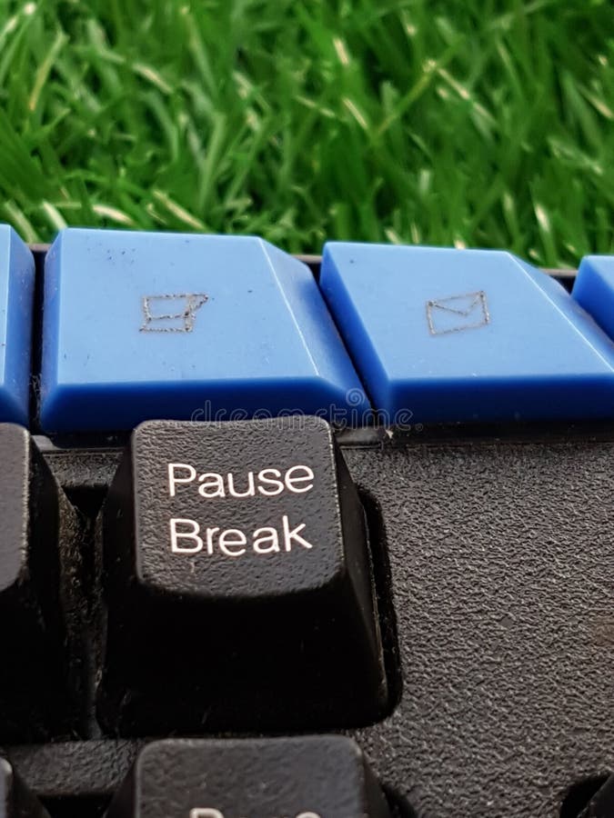 Old Black Computer Keyboard on Decorate Green Artificial Grass Stock ...