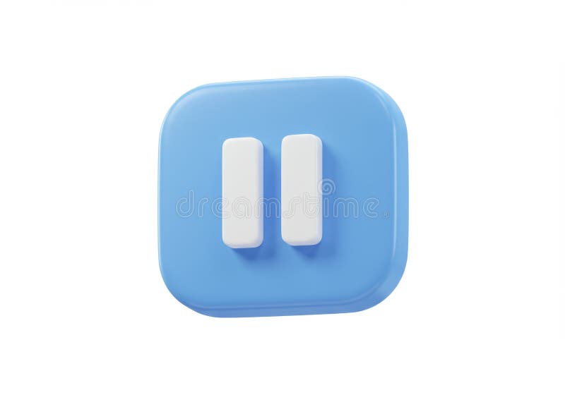 Pause Button Icon with Blue Rounded Square for User Interface Stock ...