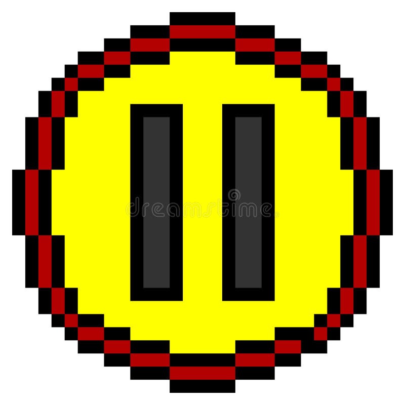 Pause Button Icon with Pixel Art Stock Vector - Illustration of icon ...
