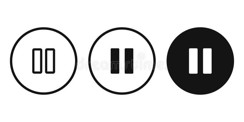 Pause Button Icon Set. Pause Icon Vector Stock Vector - Illustration of control, multimedia ...