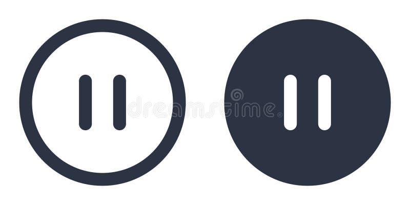 Pause Button Simple Icons Set Designed in Filled and Stroke Style Stock ...