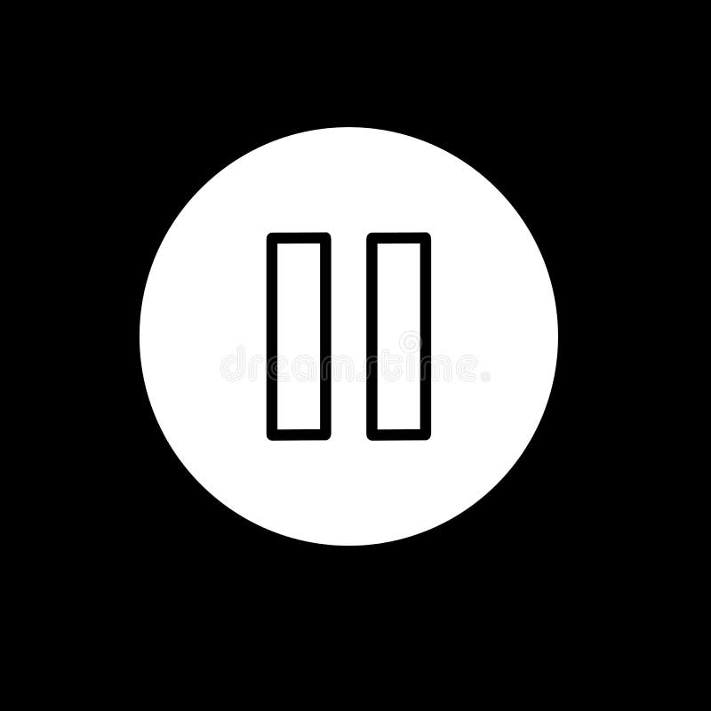 Pause Button. Vector Icon in Linear Style Isolated on Black. Audio or ...
