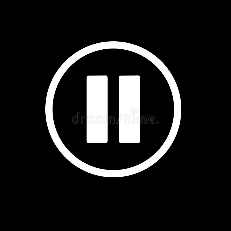 Pause Button. Vector Icon in Linear Style Isolated on Black. Audio or ...