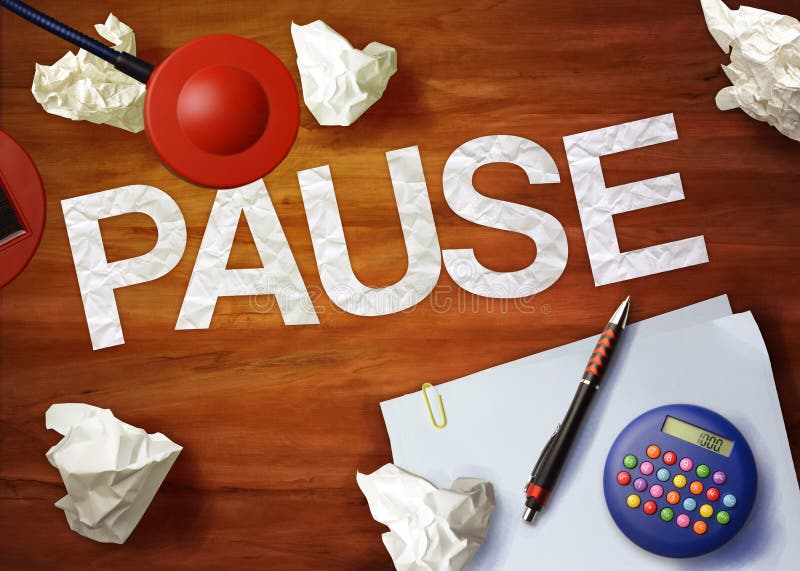 Pause Desktop Memo Calculator Office Think Organize Stock Image - Image ...
