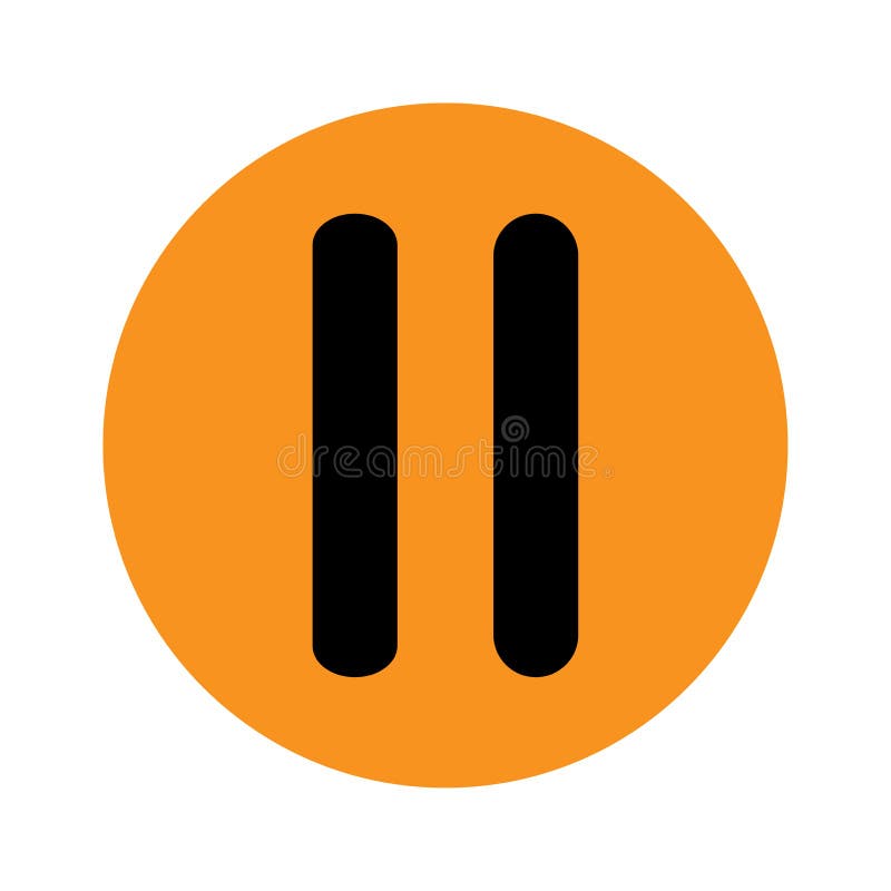 Pause Icon. Black Sign in Orange Circle. Mobile App Element. Multimedia ...