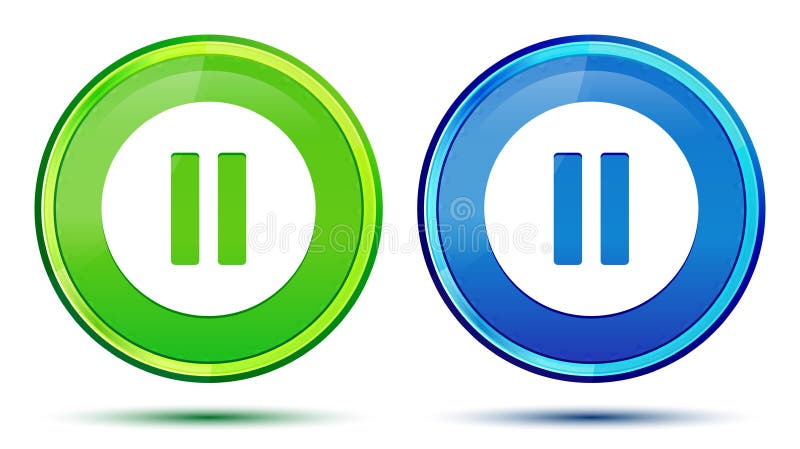Pause Icon Elegant Green Round Button Vector Illustration Stock Vector ...