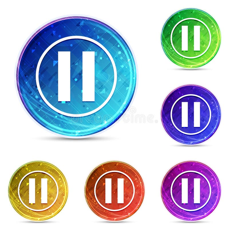 Pause Icon Digital Abstract Round Buttons Set Illustration Stock Vector ...