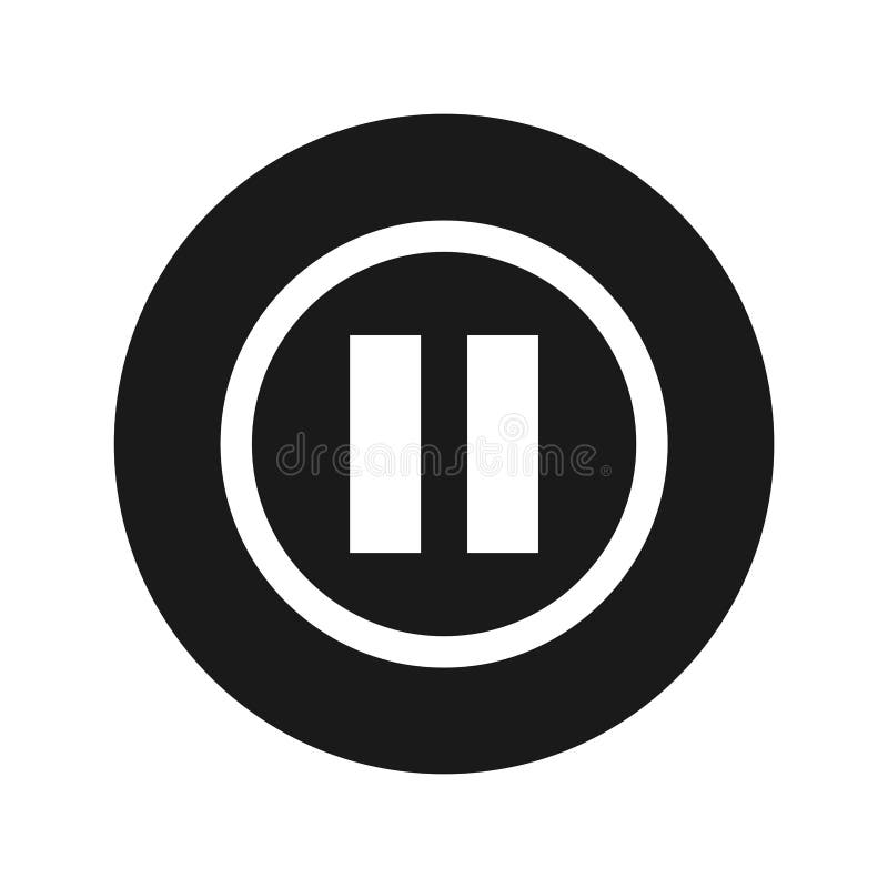 Pause Icon Flat Black Round Button Vector Illustration Stock Vector - Illustration of navigation ...