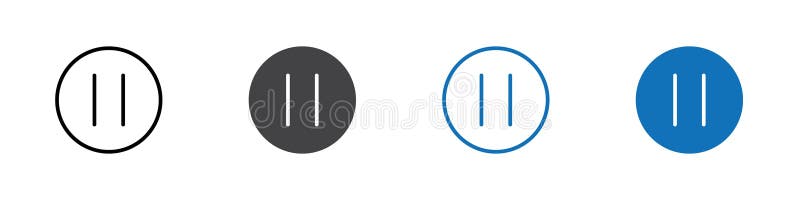 Pause Icon Flat Editable Icon Mark Set Stock Vector - Illustration of ...