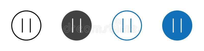 Pause Icon Flat Editable Icon Mark Set Stock Vector - Illustration of ...
