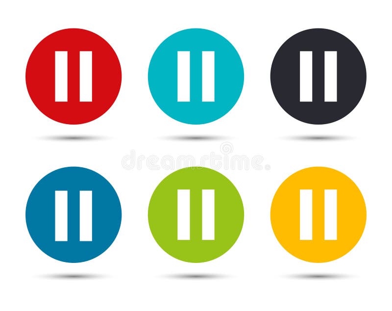 Pause Icon Glassy Green Round Button Illustration Stock Vector ...