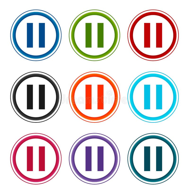 Pause Icon Glassy Green Round Button Illustration Stock Vector ...