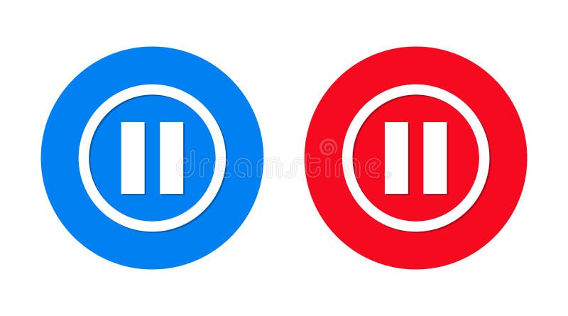 Pause Icon Flat Trendy Round Button Set Stock Vector - Illustration of navigation, media: 172065233