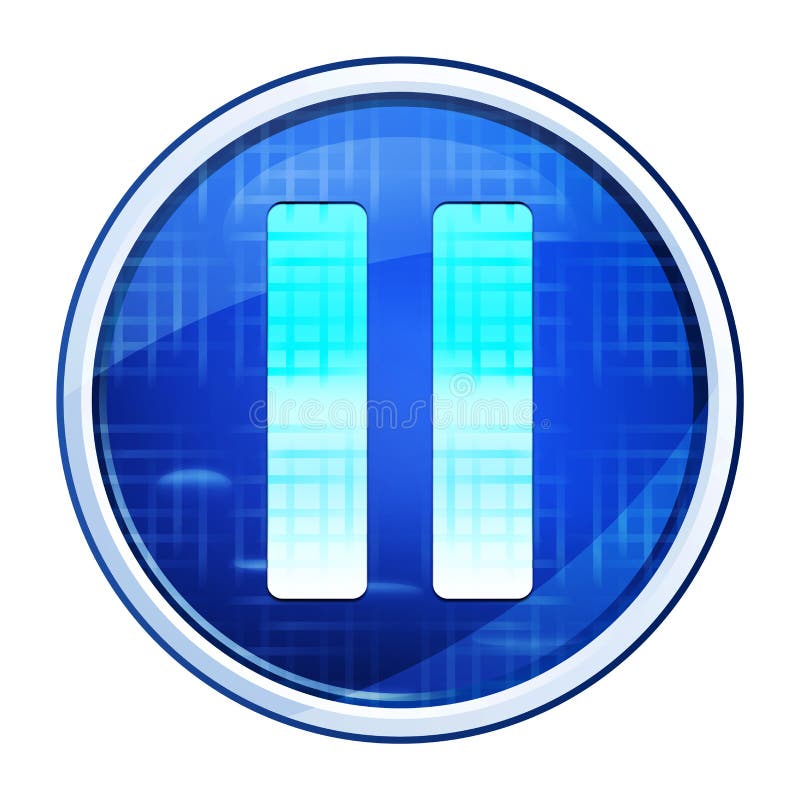 Pause Icon Futuristic Blue Round Button Vector Illustration Stock Illustration - Illustration of ...