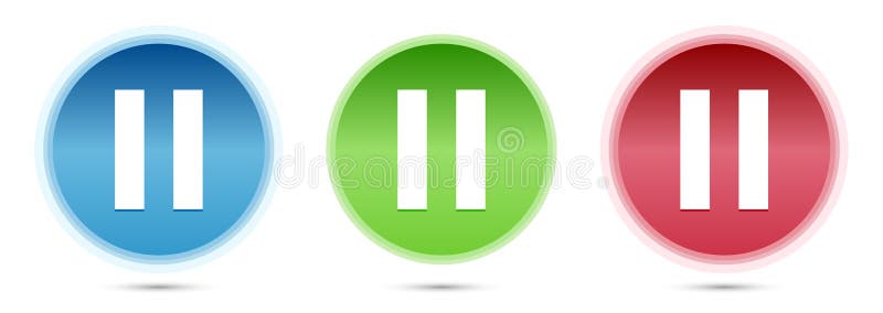 Pause Icon Glassy Green Round Button Illustration Stock Vector ...