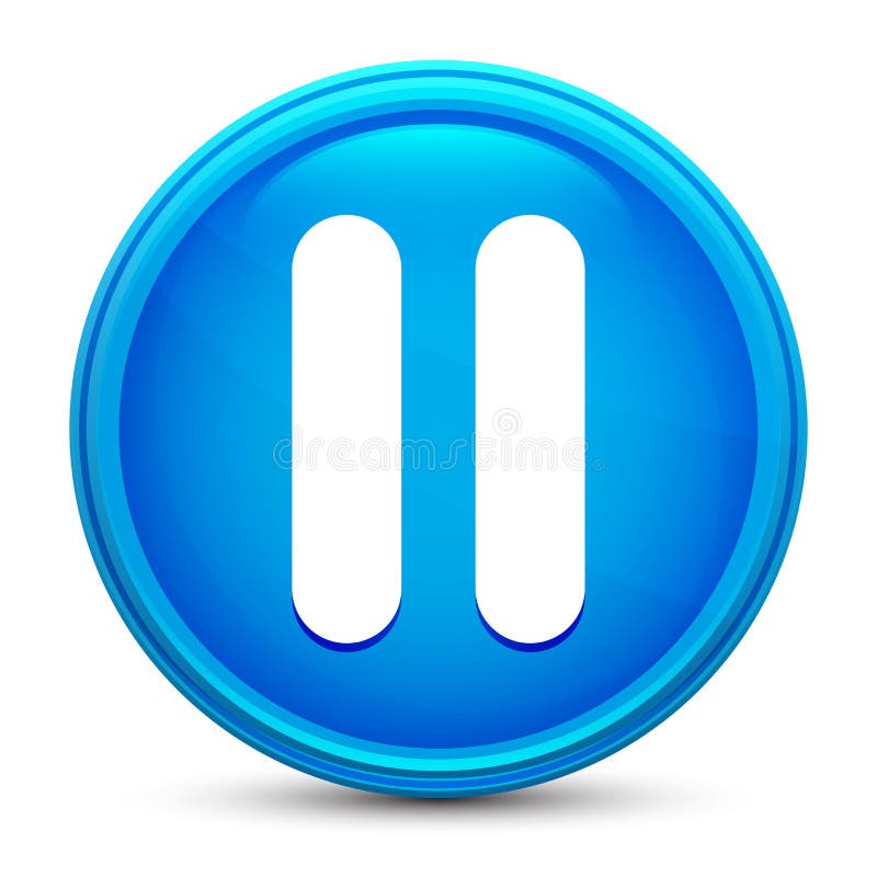 Pause Icon Starburst Shiny Blue Round Button Illustration Design Concept Stock Illustration ...