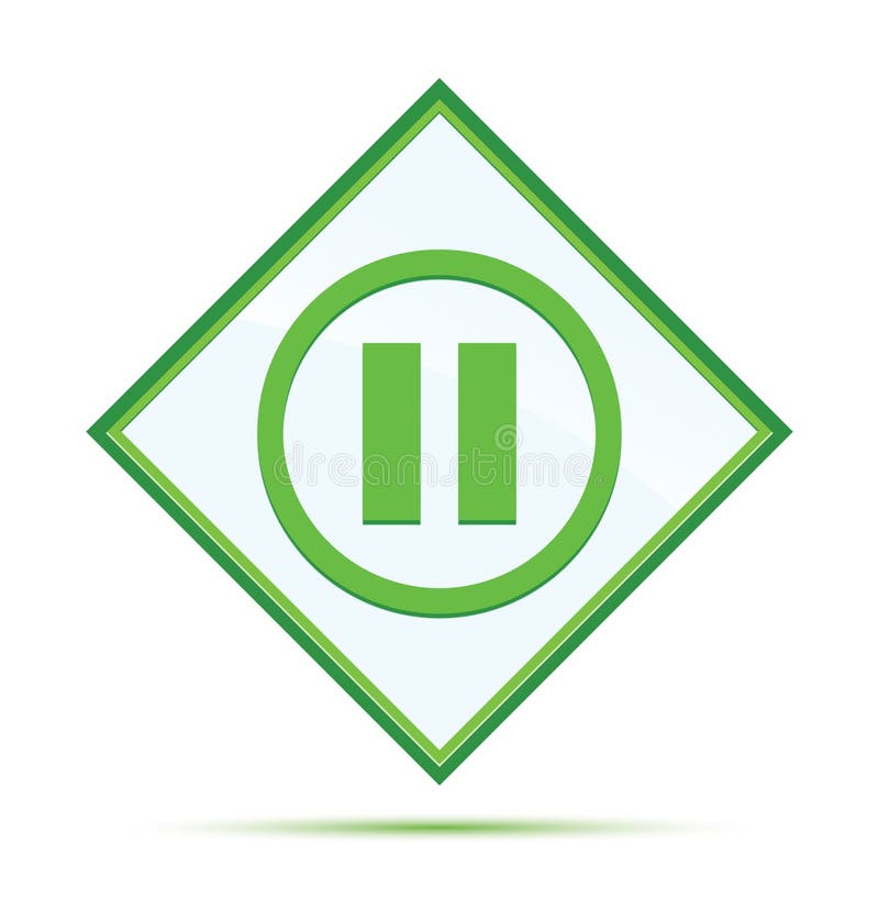 Pause Icon Modern Abstract Green Diamond Button Stock Illustration ...