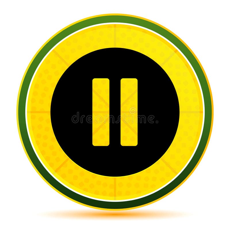 Pause Icon Lemon Lime Yellow Round Button Illustration Stock ...