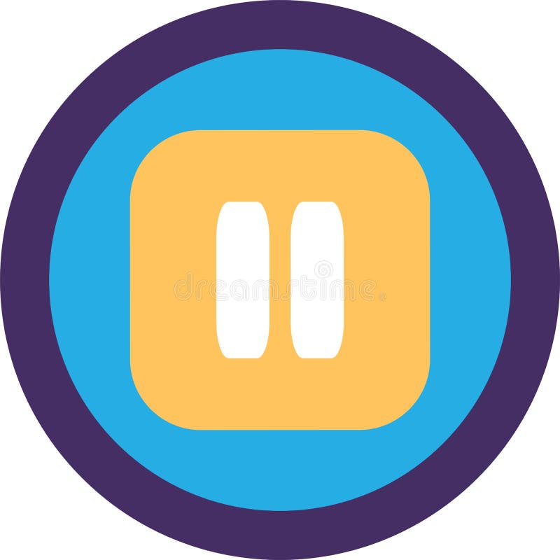 Pause Icon, Media Player Button Sign Flat Design Stock Illustration ...