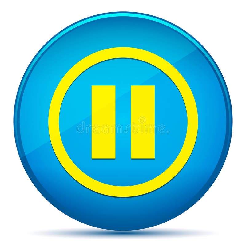 Pause Icon Modern Flat Cyan Blue Round Button Stock Illustration ...
