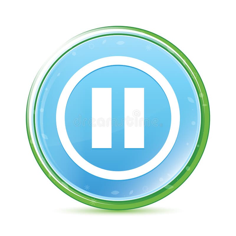 Pause Icon Natural Aqua Cyan Blue Round Button Stock Illustration ...
