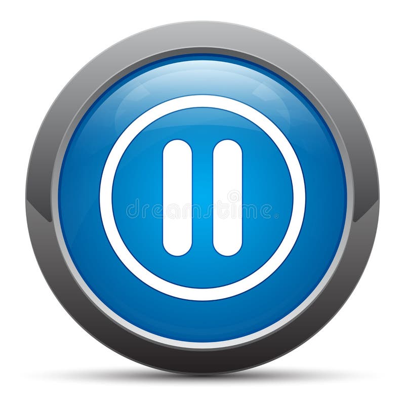 Pause Icon Glass Shiny Blue Round Button Isolated Design Vector ...