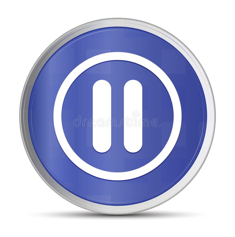 Pause Icon Prime Blue Round Button Vector Illustration Design Silver ...