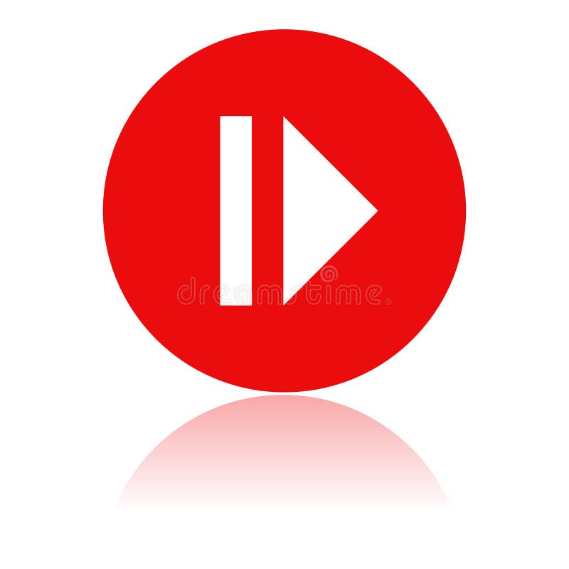 PAUSE Icon. Round Red Icon with Reflection Stock Vector - Illustration ...