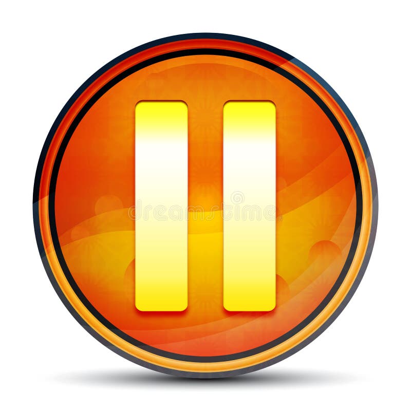 Pause Icon Shiny Bright Orange Round Button Illustration Stock ...