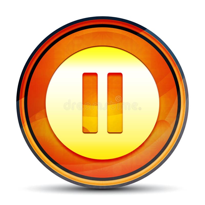 Pause Icon Shiny Bright Orange Round Button Illustration Stock ...