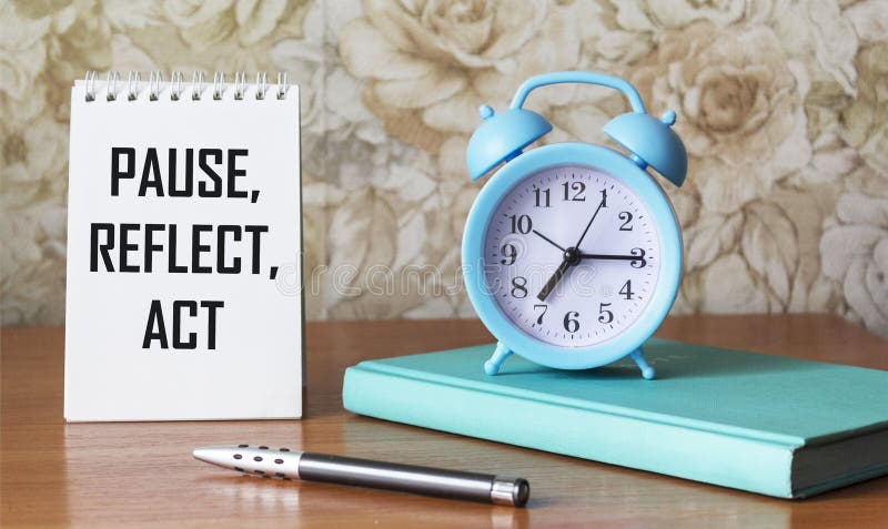 Pause, Meditation, Action Concept - the Word is Written on a Notebook ...
