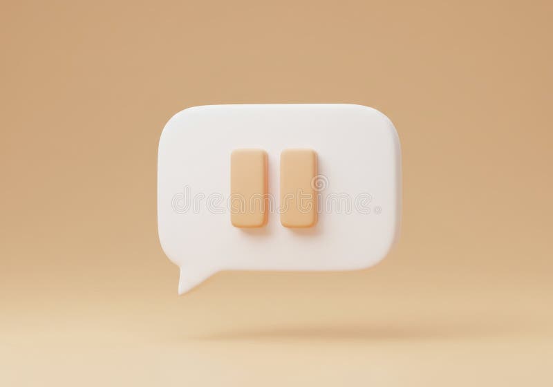 Pause Notification Bubble, 3d Render, Communication Stop Stock ...