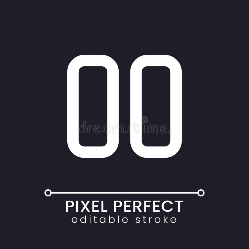 Pause Pixel Perfect White Linear Ui Icon for Dark Theme Stock Vector ...