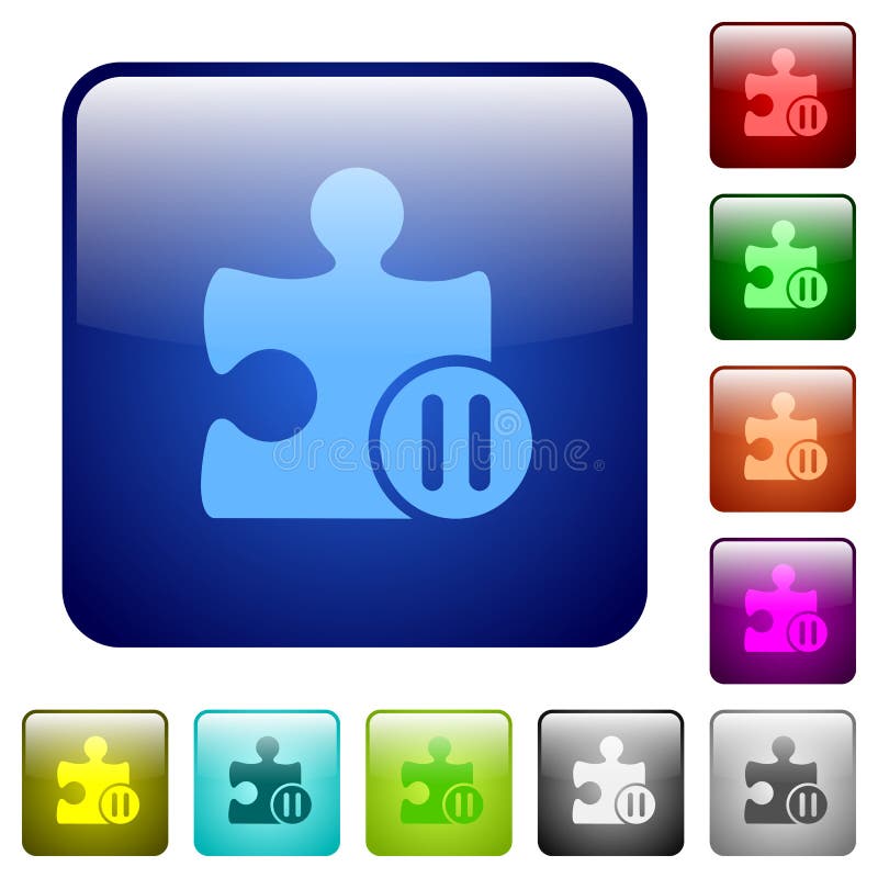Pause Plugin Color Square Buttons Stock Vector - Illustration of unit ...