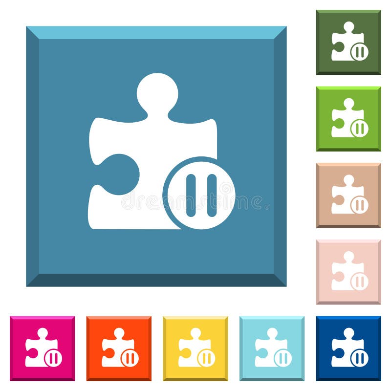 Pause Plugin White Icons on Edged Square Buttons Stock Vector ...