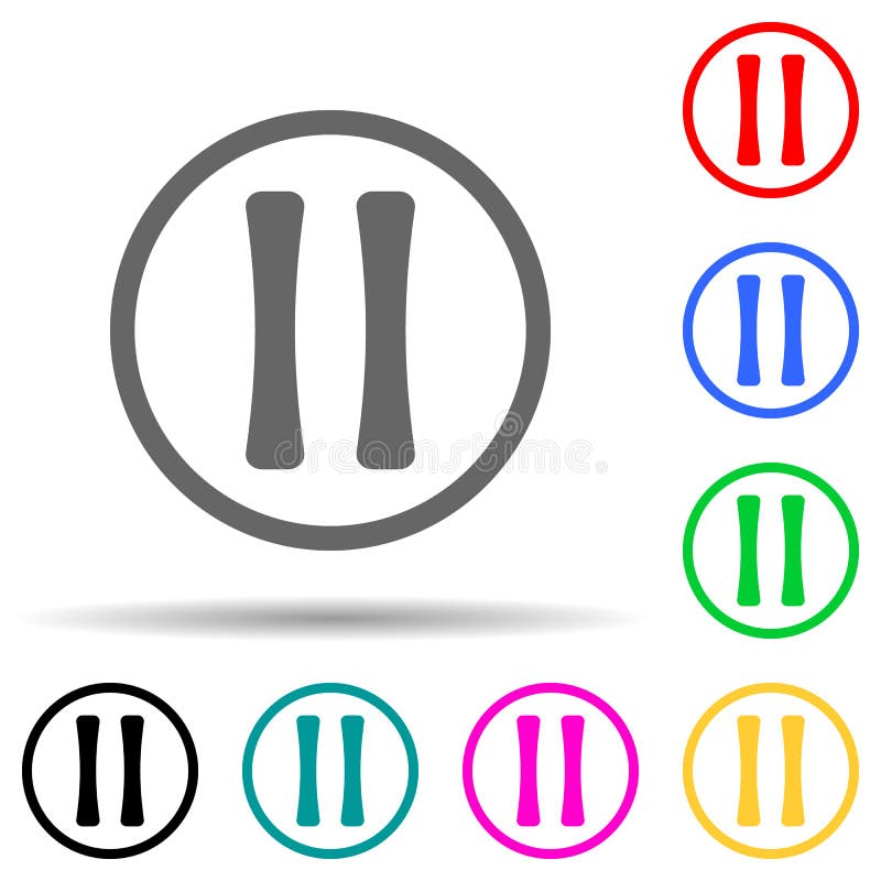 Pause Sign in a Circle Multi Color Style Icon. Simple Thin Line ...