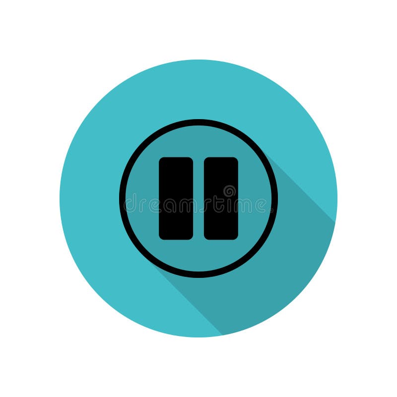 Pause Sign Long Shadow Icon. Simple Glyph, Flat Vector of Web Icons for ...