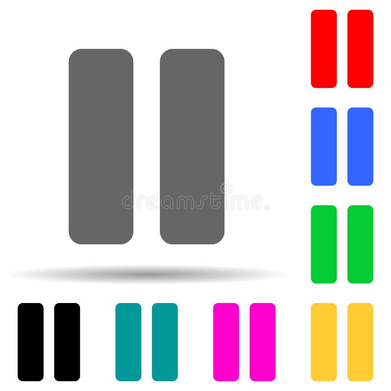 Pause Sign Multi Color Style Icon. Simple Thin Line, Outline Vector of ...