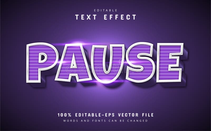 Pause Text Effect with Line Pattern Stock Vector - Illustration of ...