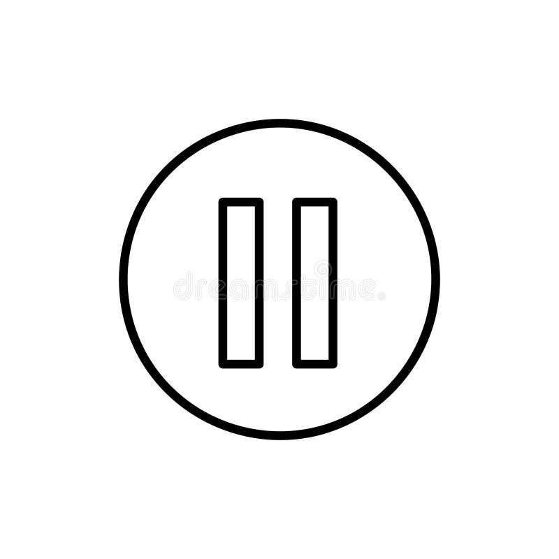 Pause Vector Icon, Outline Style, Isolated on White Background. Stock ...