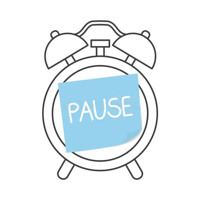 Pause Written on Paper Card on Clock Face- Stock Illustration ...