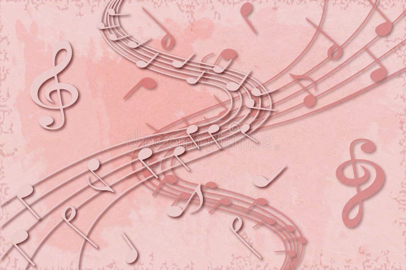 Pauta Musical E Notas No Fundo Riscado Rosa Foto de Stock - Imagem de ...