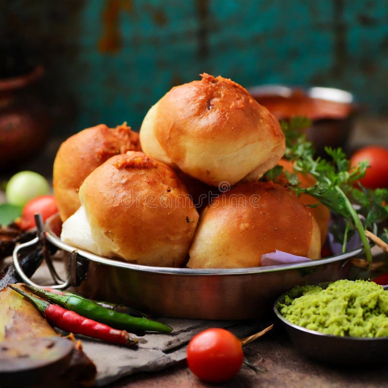 Indian breakfast Pav Bread stock illustration. Illustration of ...